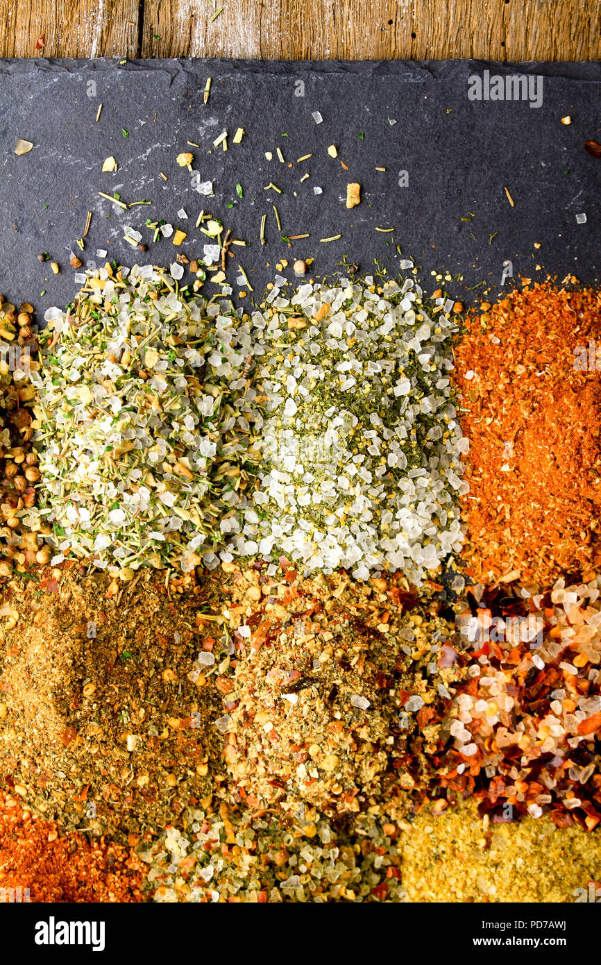 mixed flavoured salts Stock Photo - Alamy
