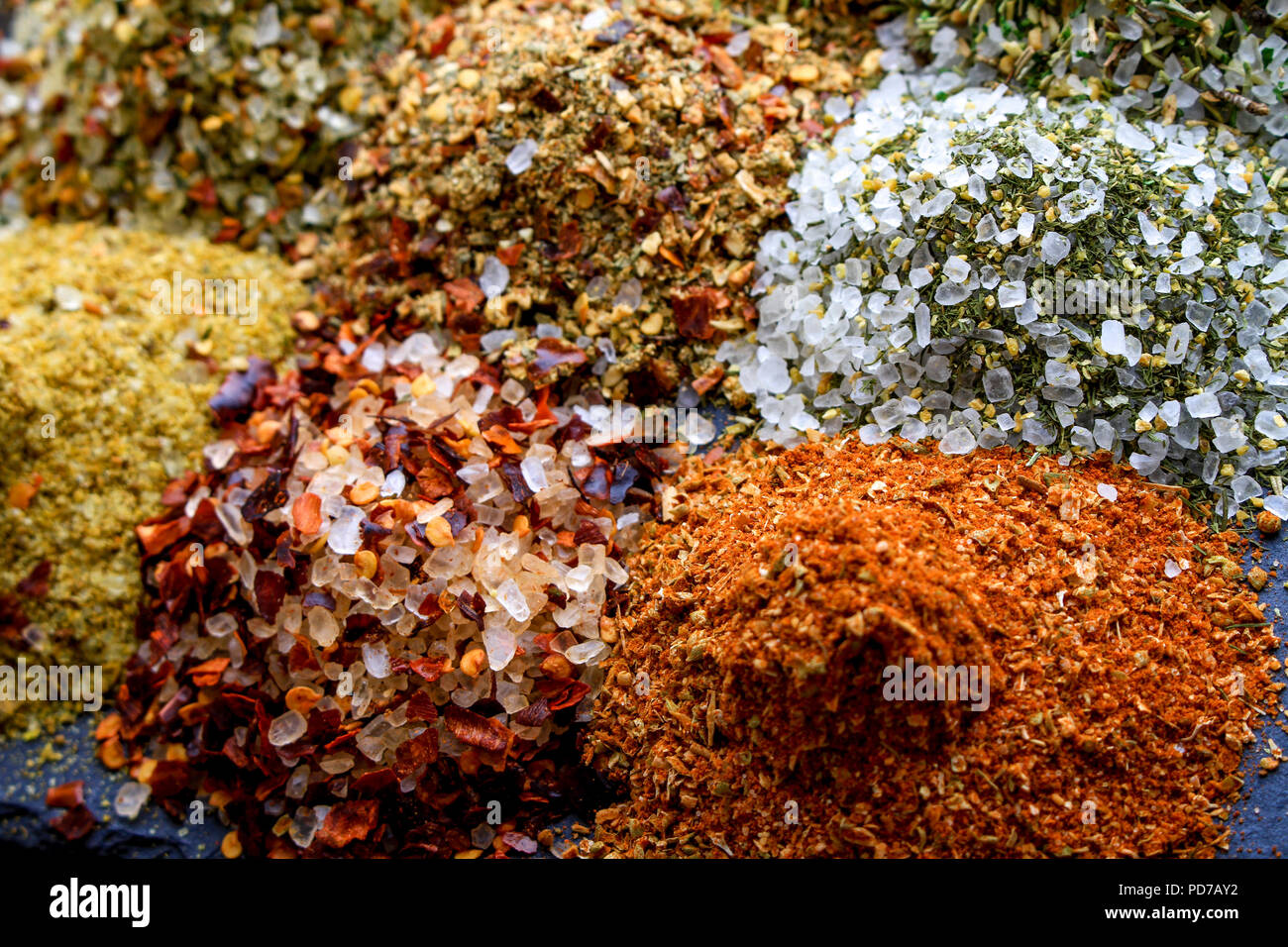 mixed flavoured salts Stock Photo - Alamy