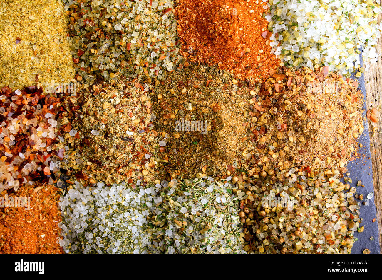mixed flavoured salts Stock Photo - Alamy