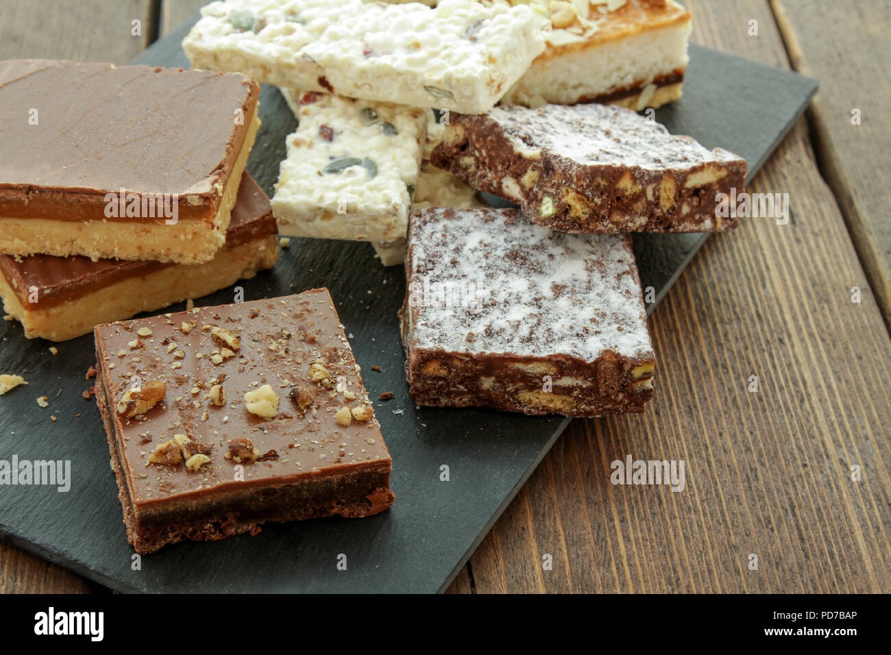 sweet tray bake selection Stock Photo - Alamy