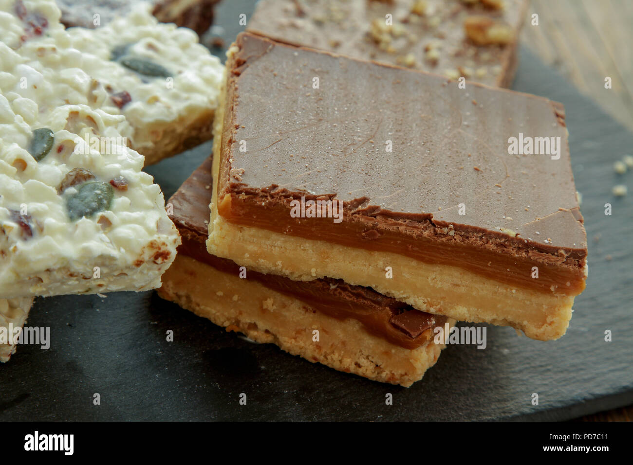 sweet tray bake selection Stock Photo - Alamy
