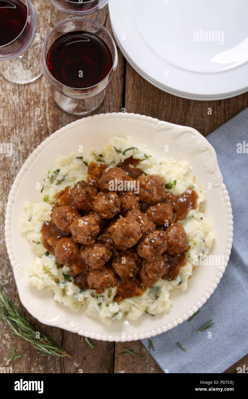 plated meatball meal Stock Photo - Alamy