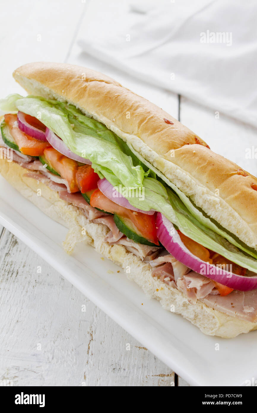 fresh made sub sandwich Stock Photo - Alamy