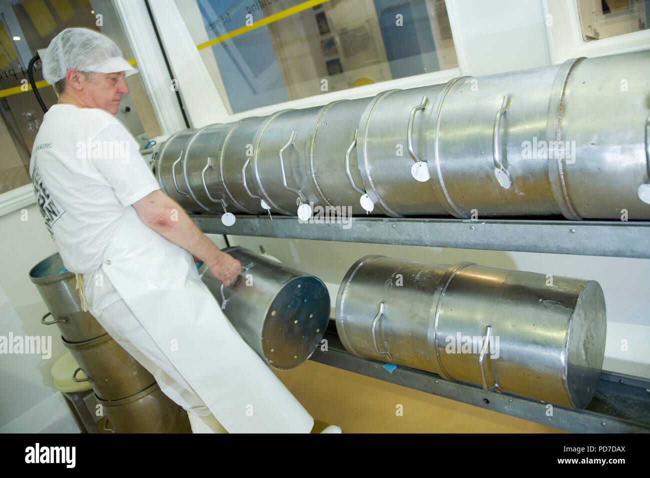 Cheddar cheese production Stock Photo - Alamy