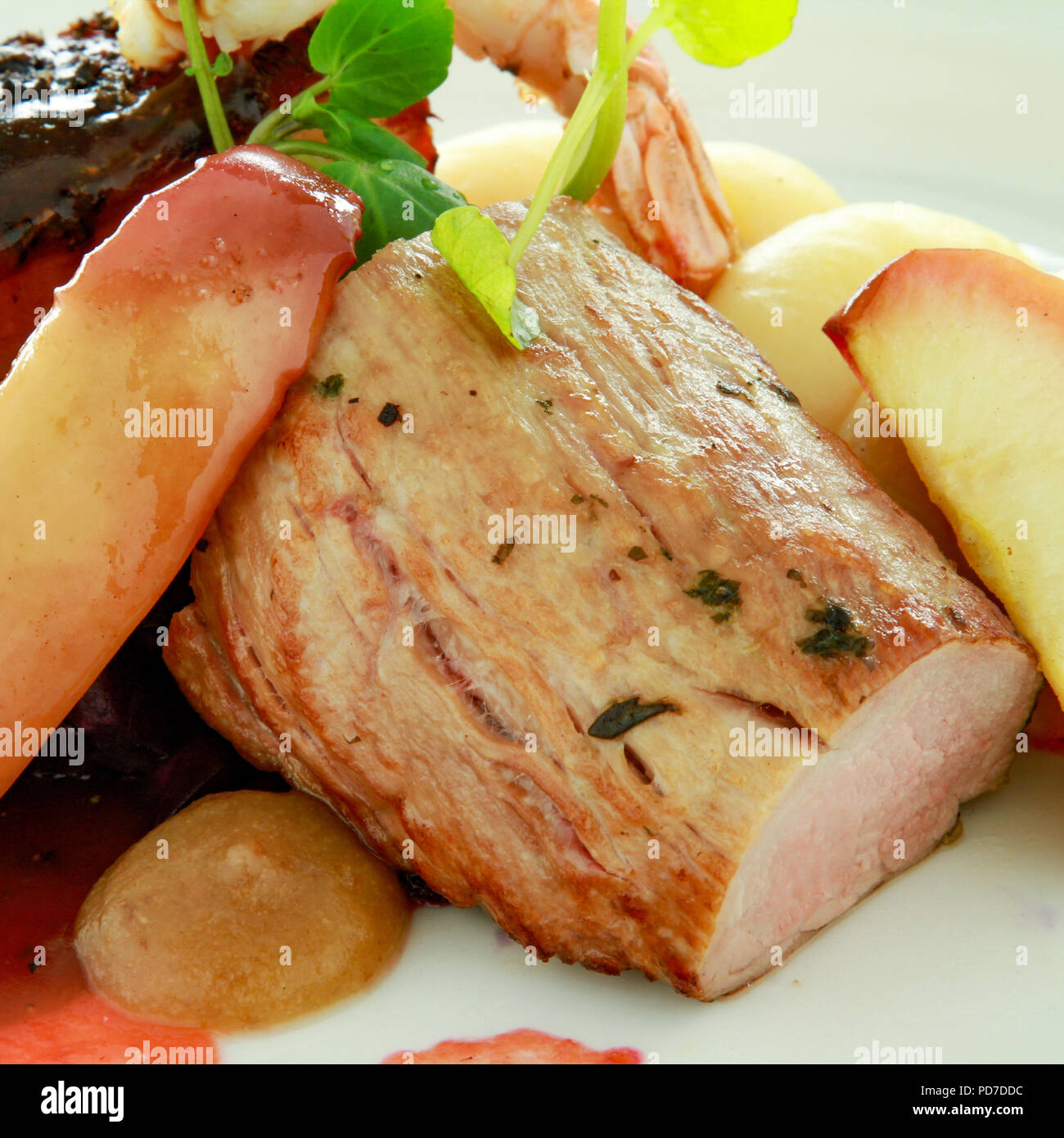plated pork meal Stock Photo - Alamy