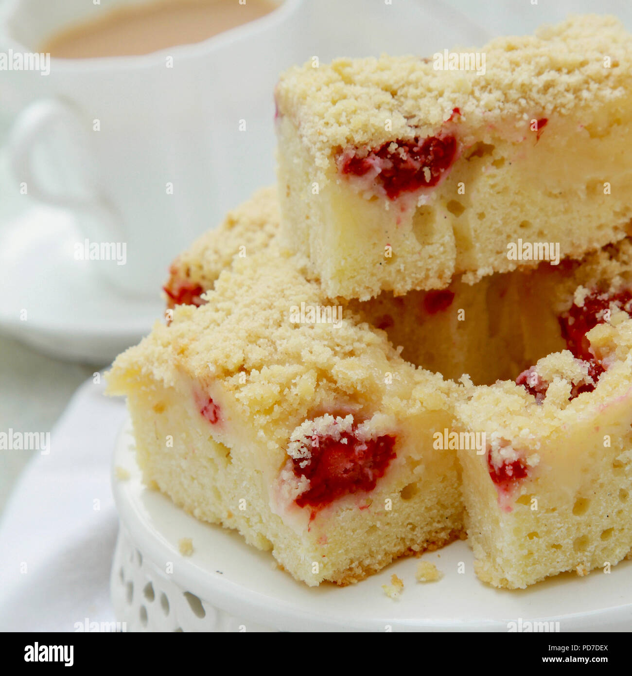 cherry tray bake slice Stock Photo - Alamy