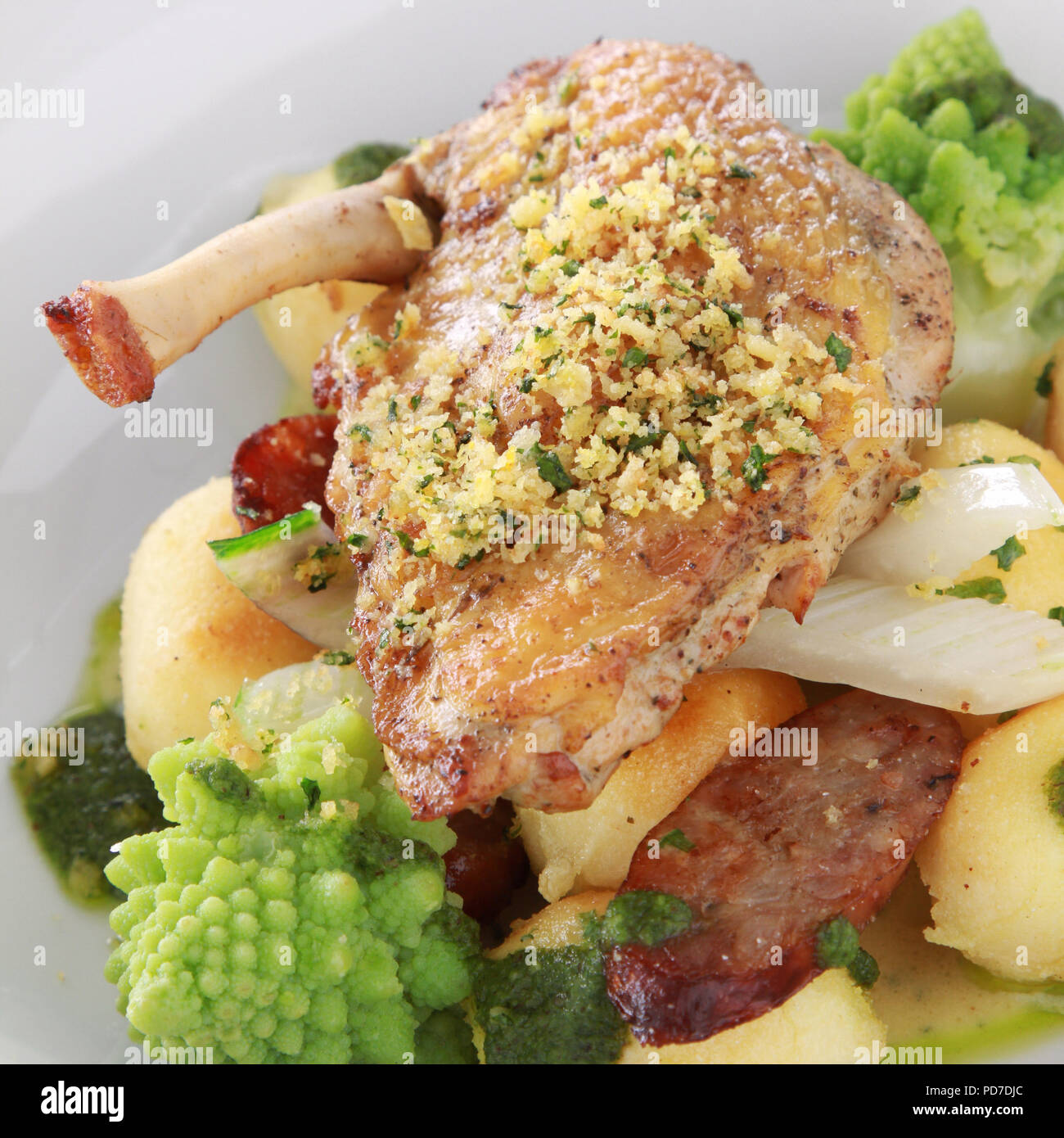 plated chicken main meal Stock Photo - Alamy