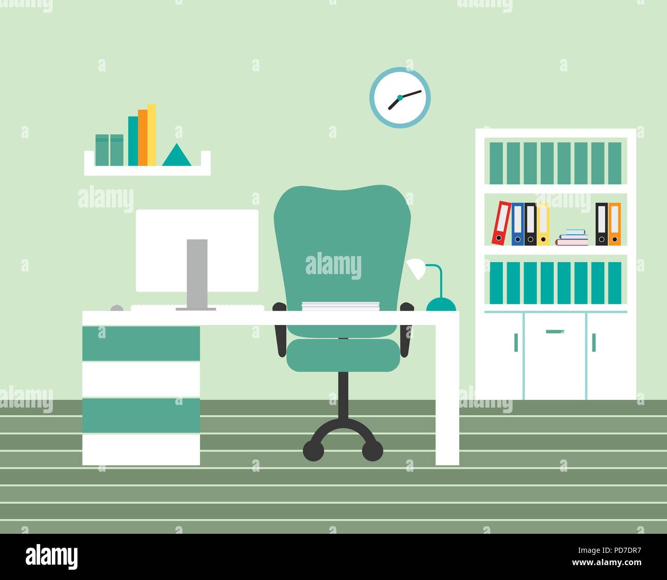 Desktop in office green Stock Vector Images - Alamy