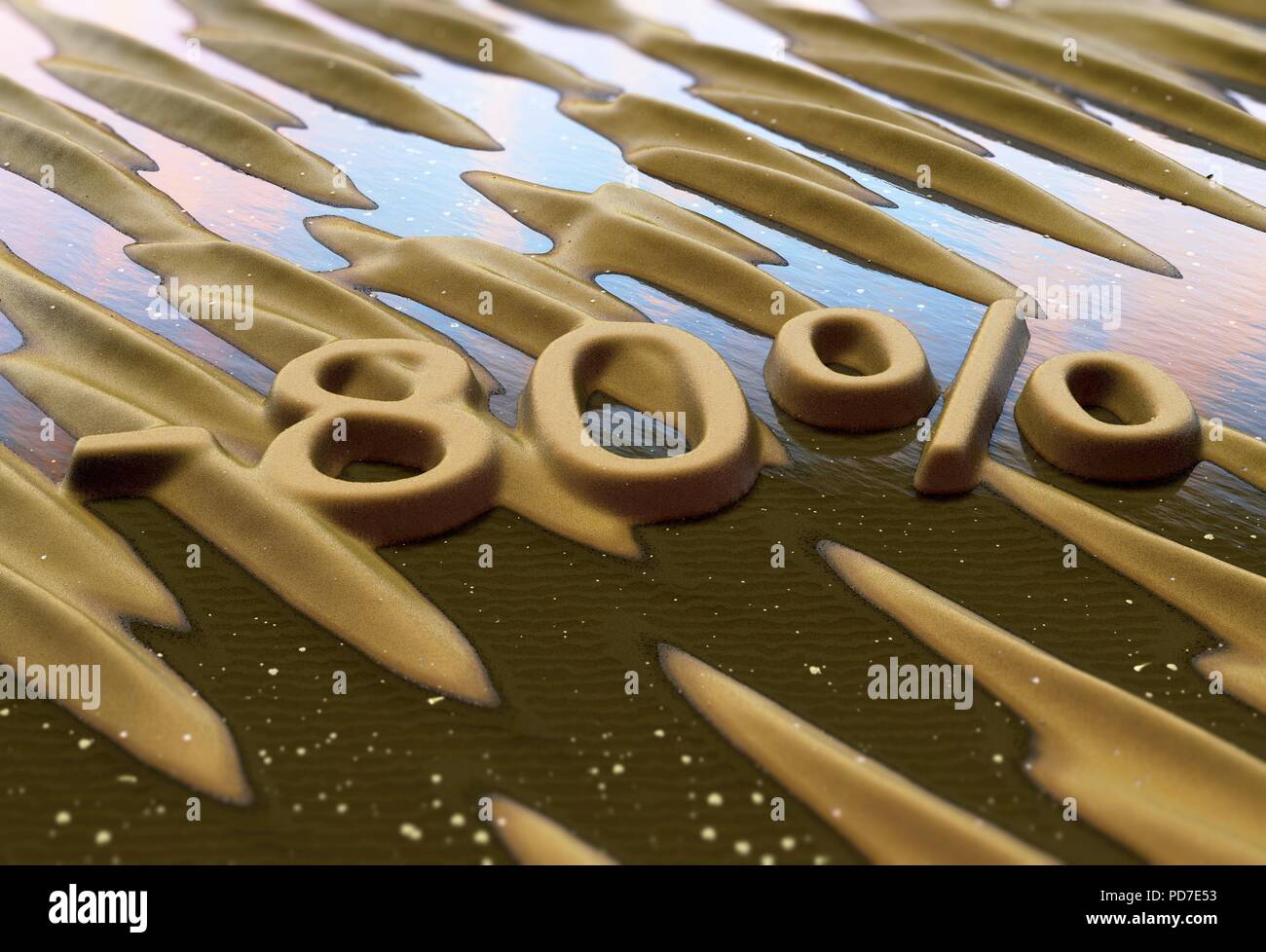 Eighty percent reduction written on sand Stock Photo - Alamy