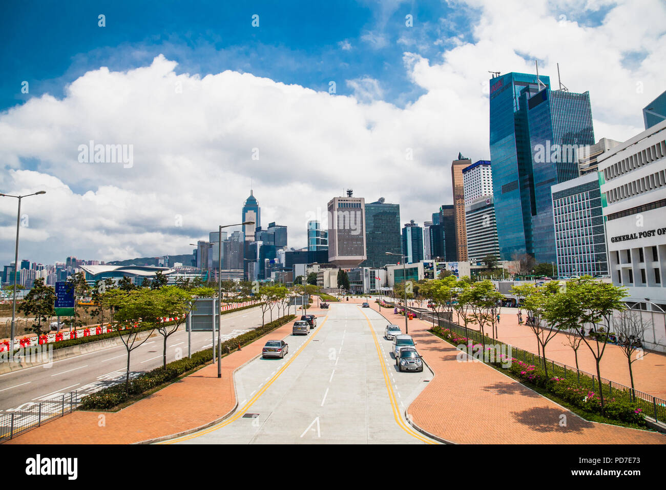HONG KONG, CHINA - APR 4, 2016: Inner city street with modern ...