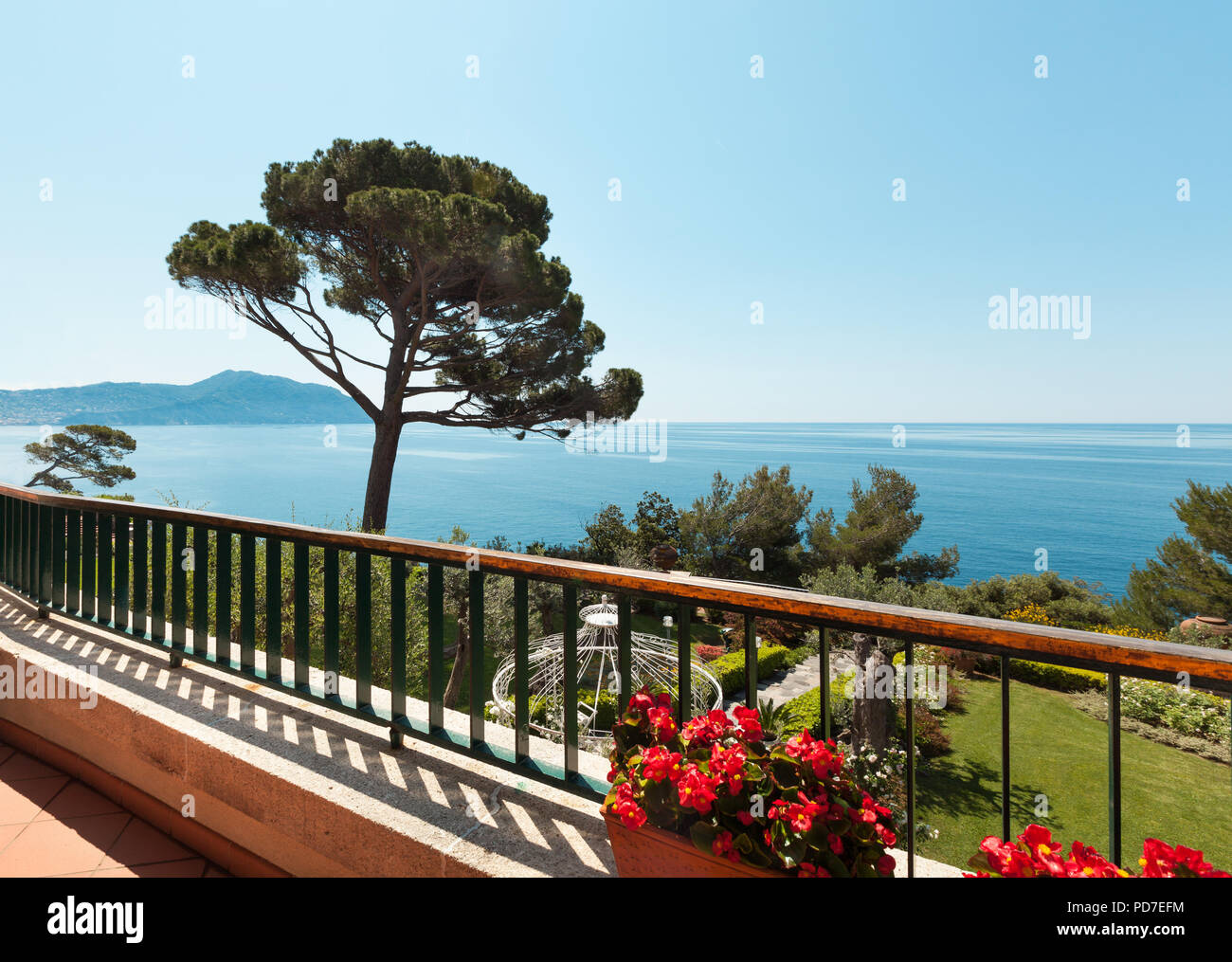 Sunny balcony with sea view hi-res stock photography and images - Alamy