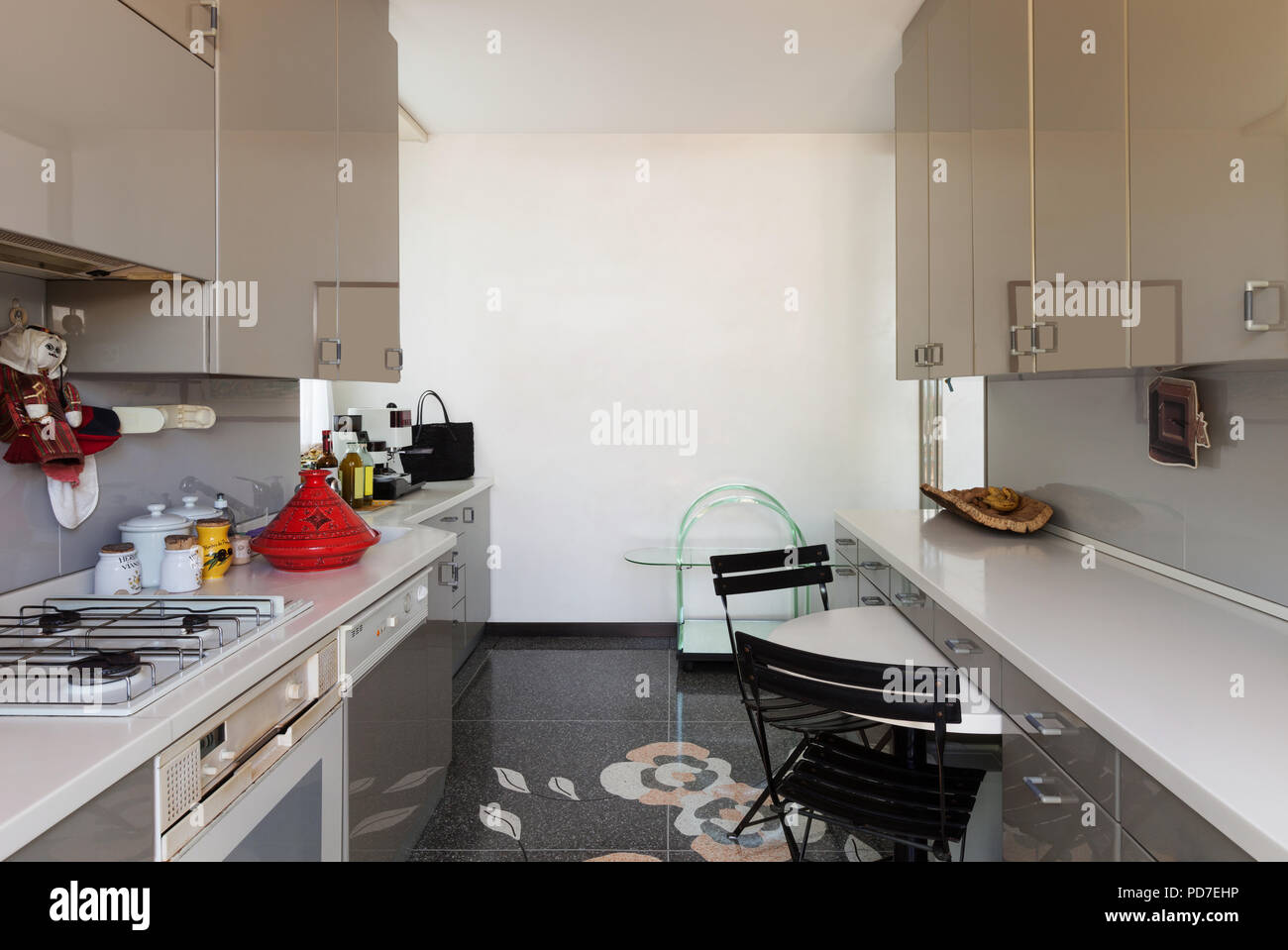 nice domestic kitchen of a classic apartment Stock Photo - Alamy