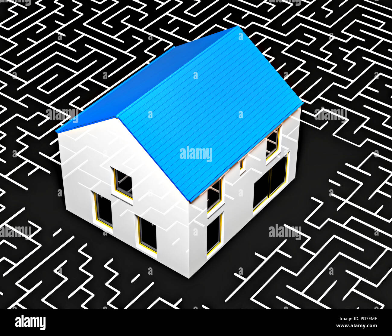 House in the center of a maze Stock Photo - Alamy