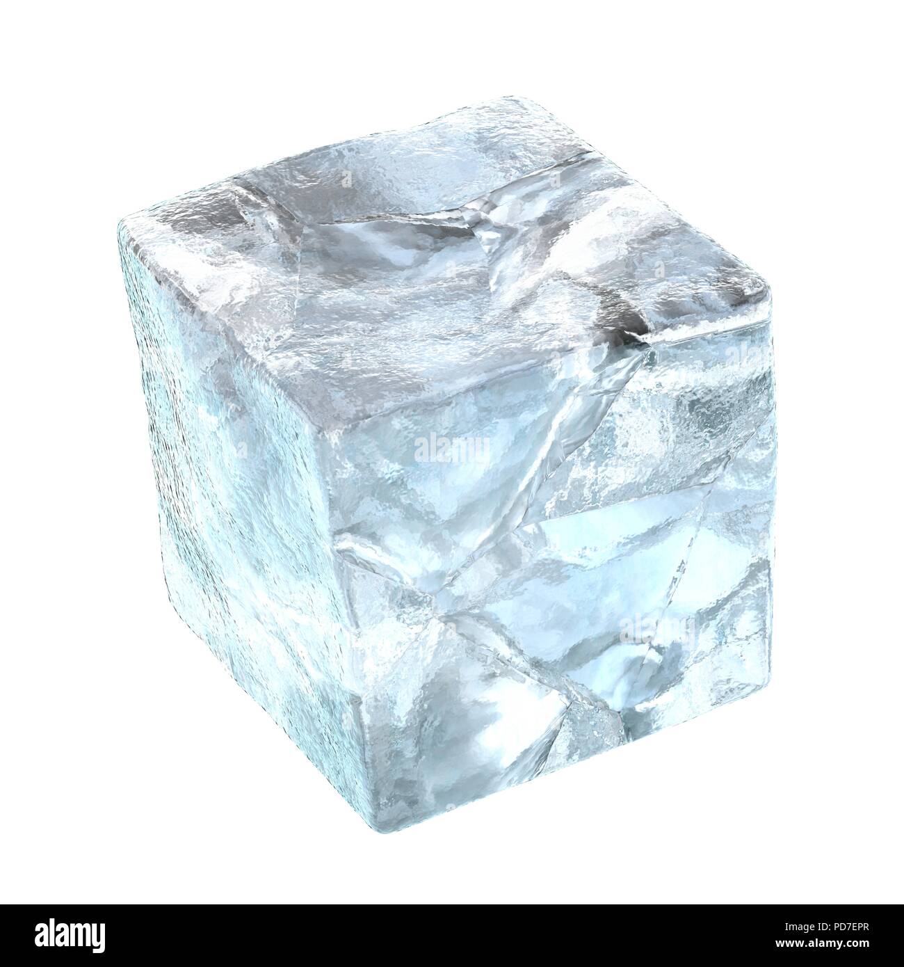 Cracked ice cube. Isolated on white background Stock Photo - Alamy