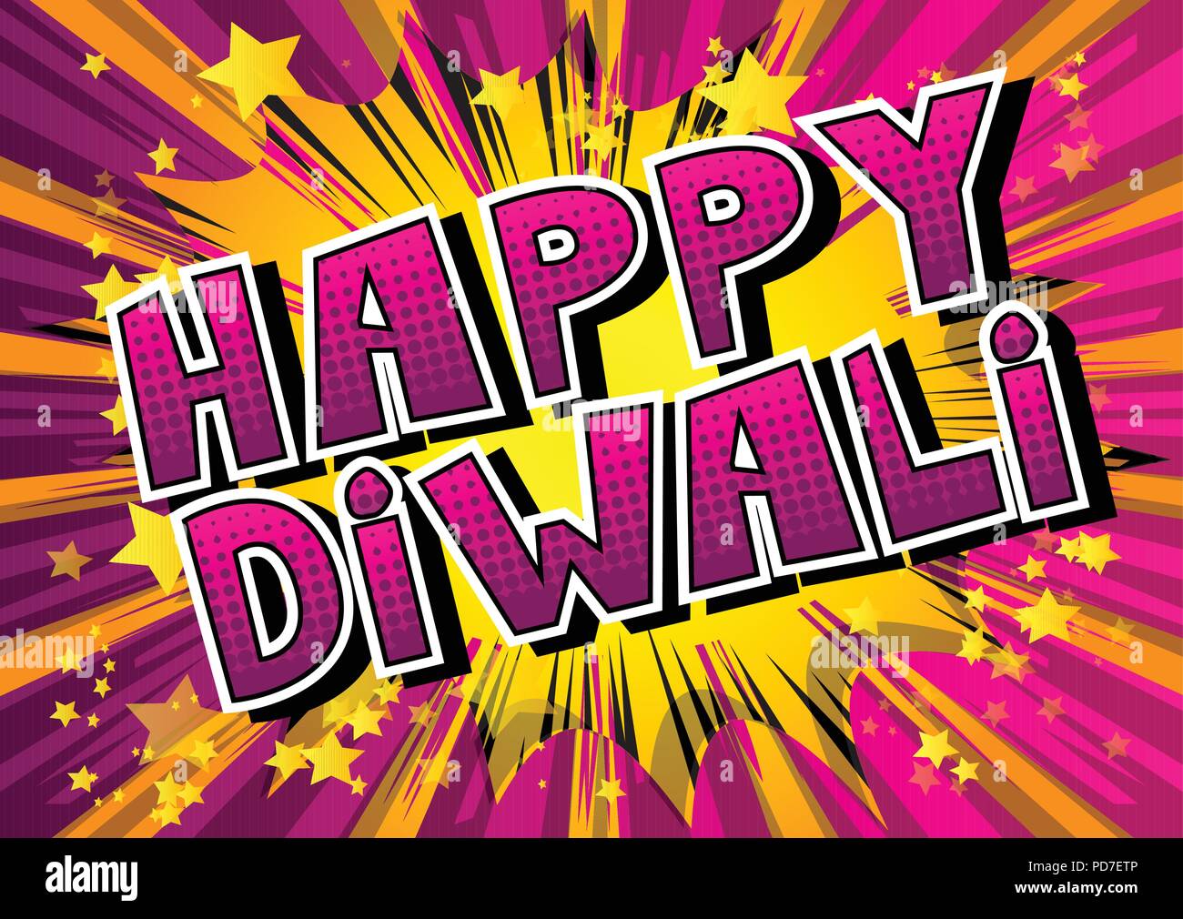 Happy Diwali - Comic book style word on abstract background Stock ...