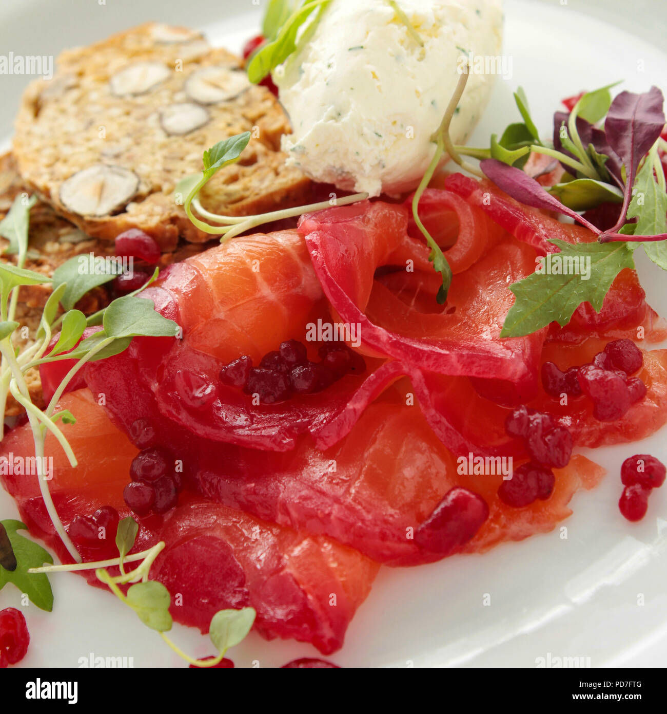 Plated smoked salmon starter hi-res stock photography and images - Alamy