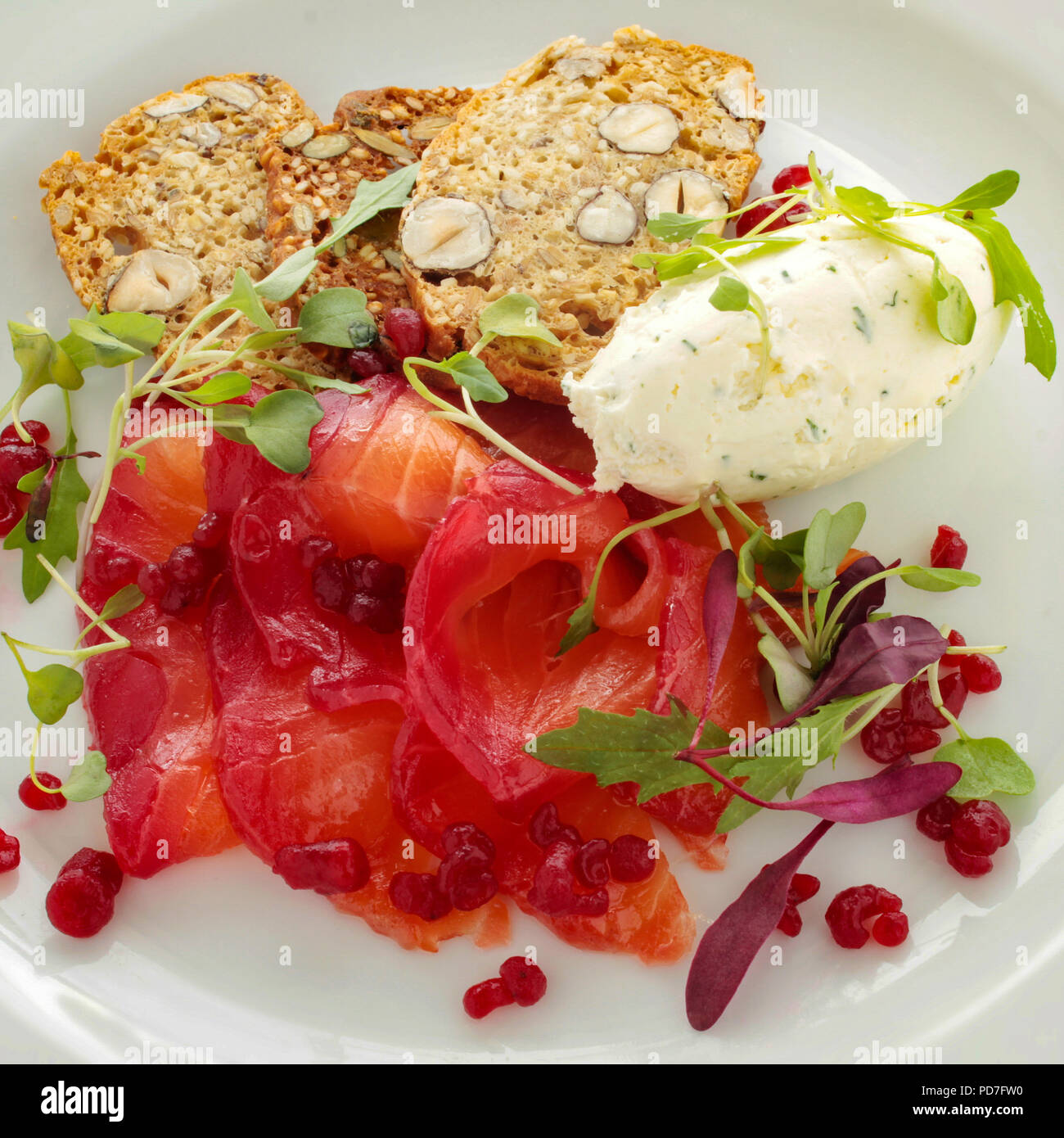 Plated smoked salmon starter hi-res stock photography and images - Alamy