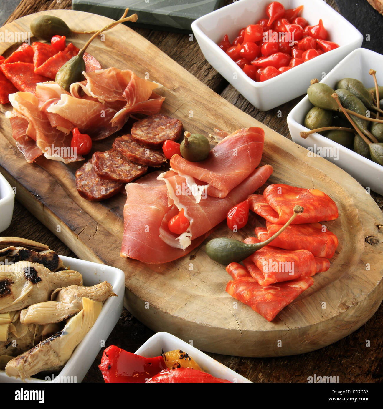 healthy finger food antipasta tapas selection Stock Photo - Alamy