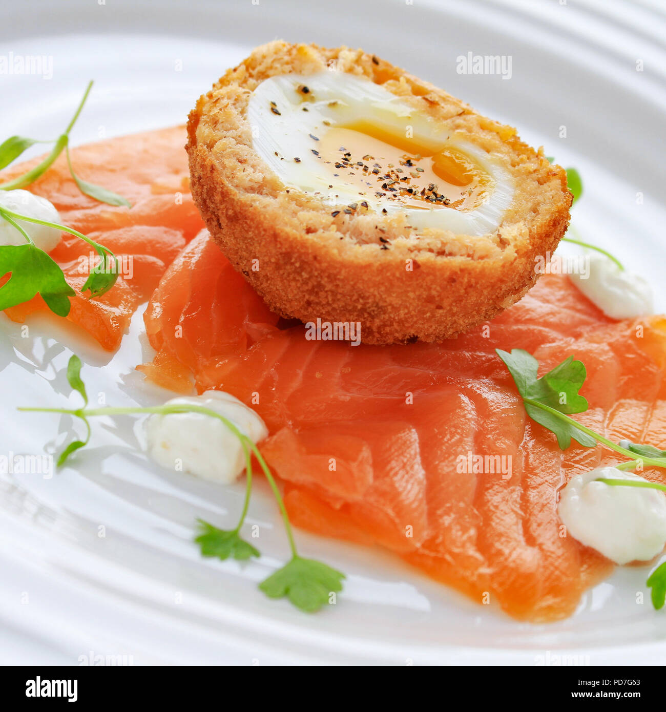 smoked salmon starter appetizer Stock Photo - Alamy