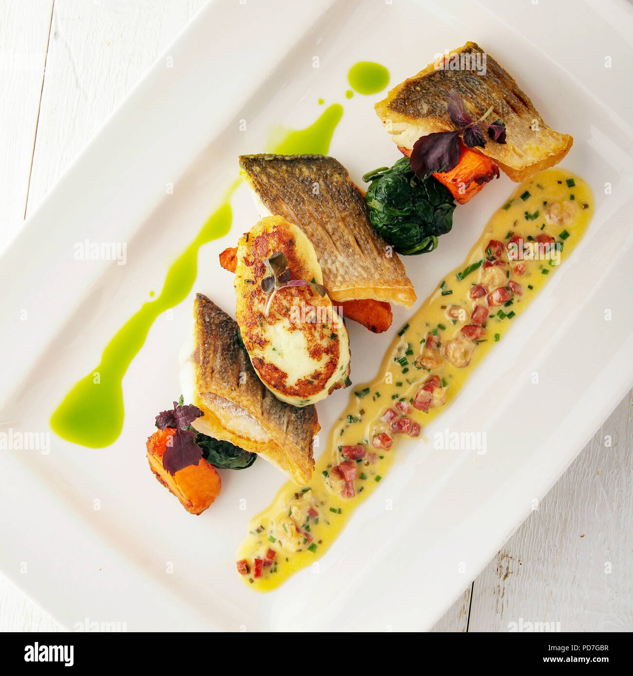 plated fish meal Stock Photo - Alamy