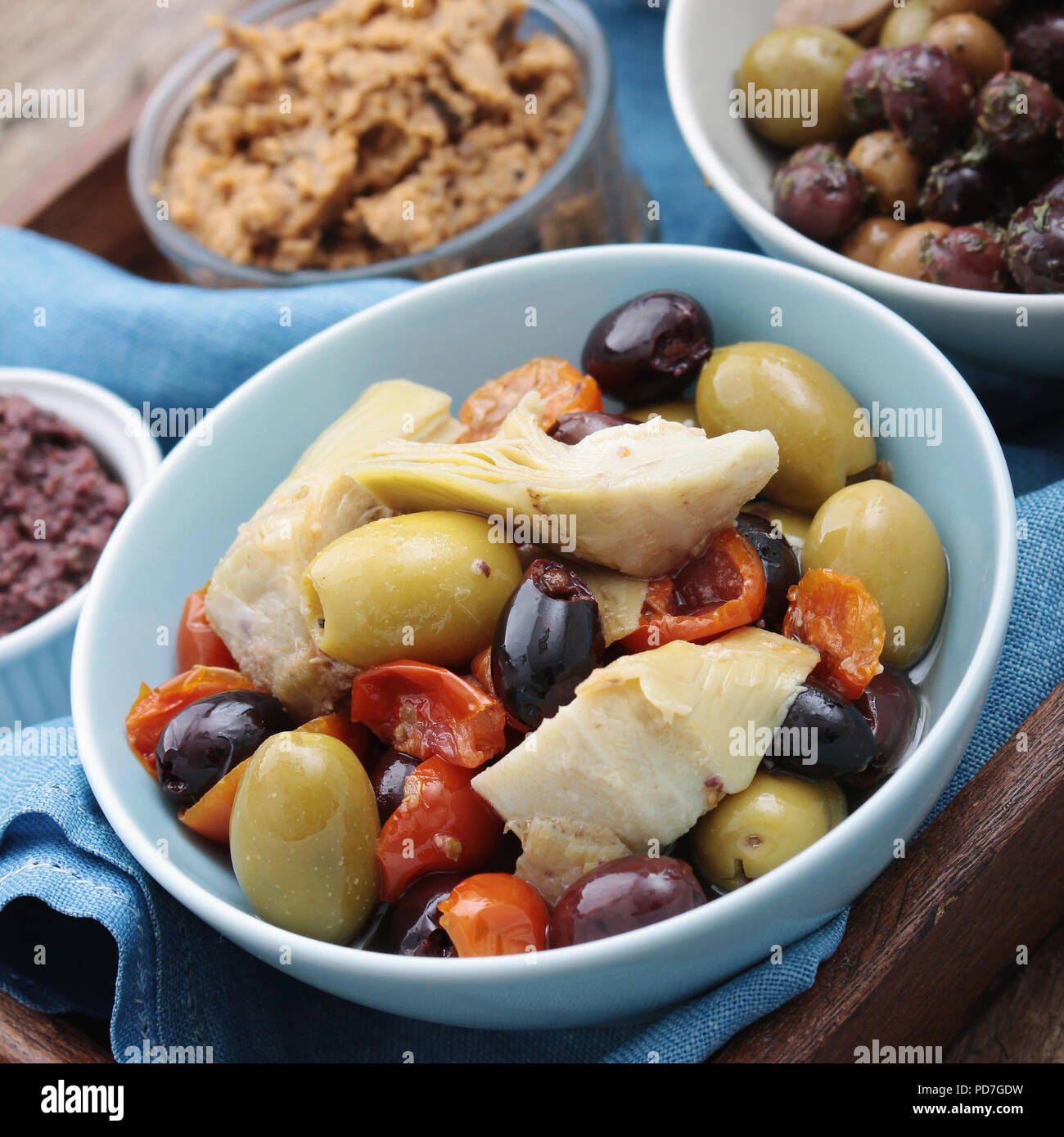 healthy finger food antipasta tapas selection Stock Photo - Alamy
