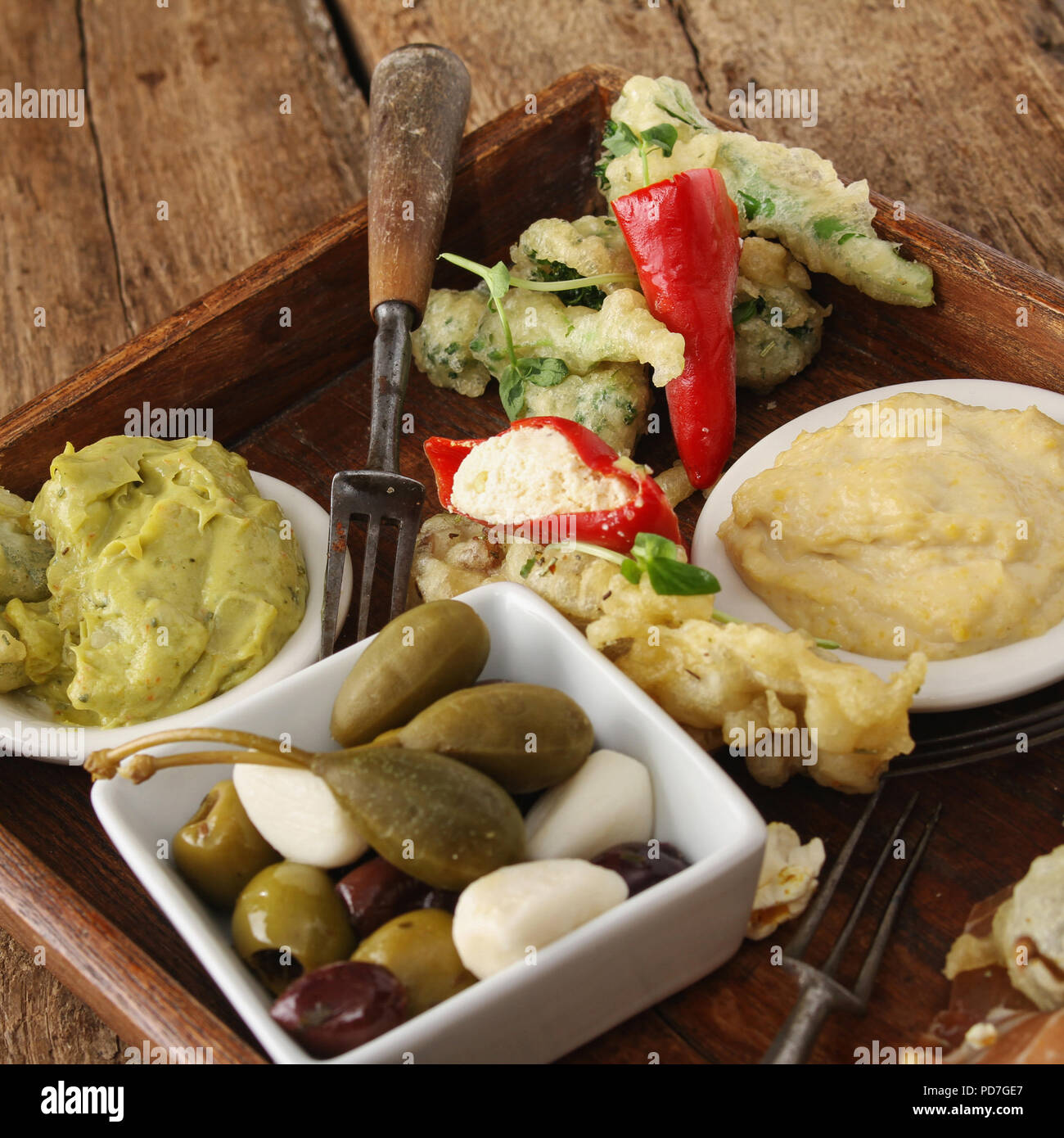 healthy finger food antipasta tapas selection Stock Photo - Alamy