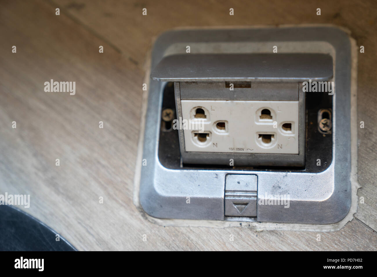 build in double plug socket or electrical power socket on wood ...