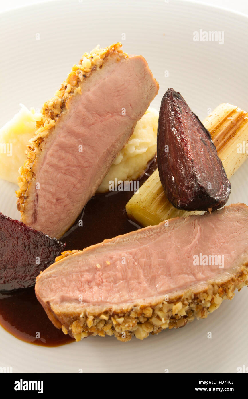 plated pork meal Stock Photo - Alamy