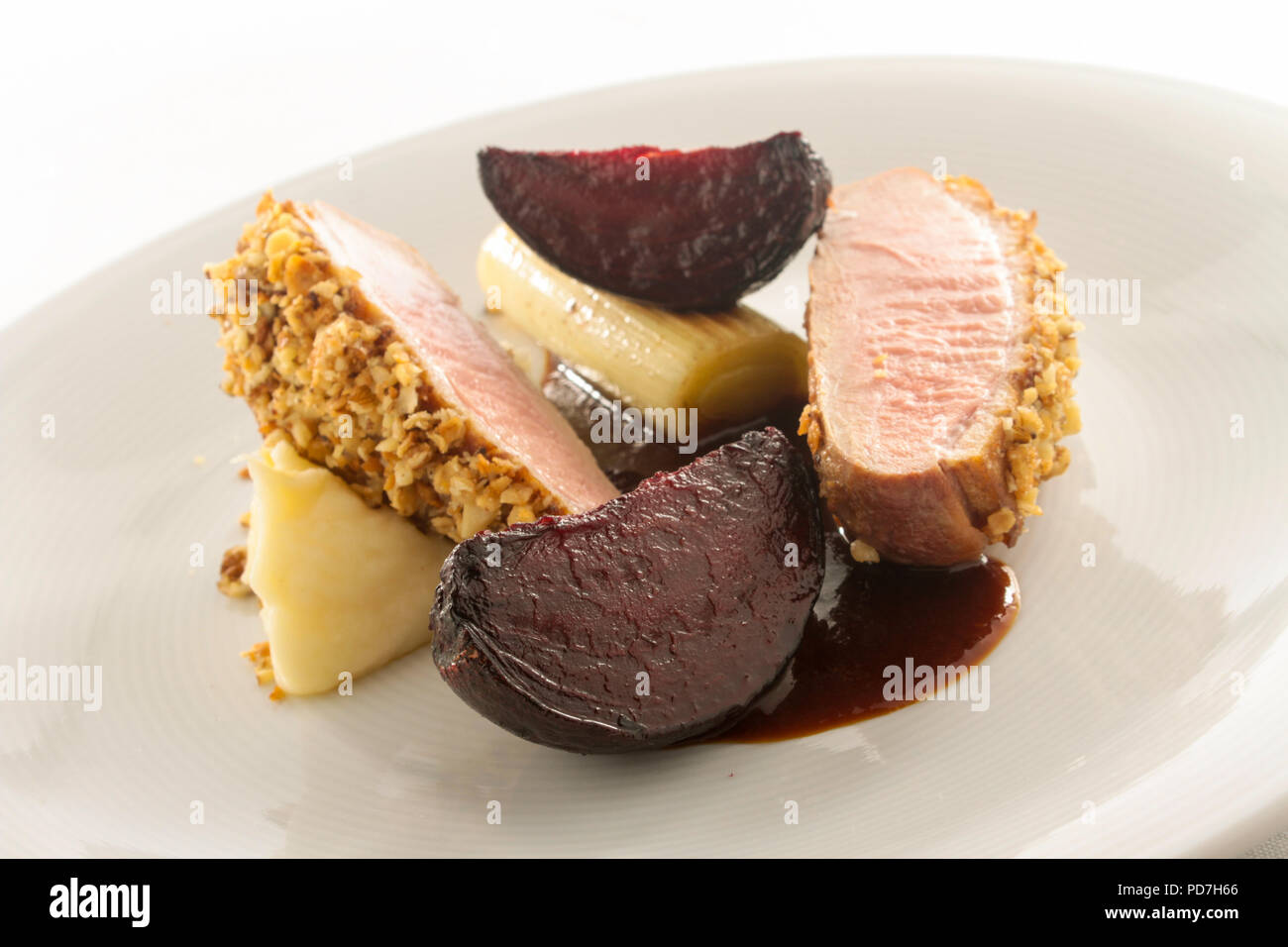plated pork meal Stock Photo - Alamy