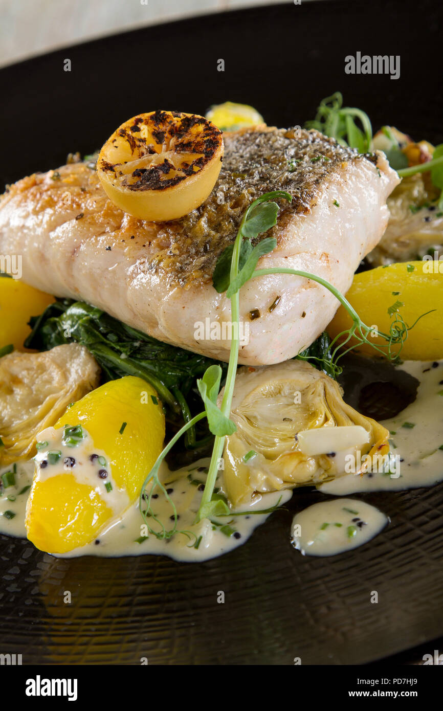Plated cod loin meal hi-res stock photography and images - Alamy