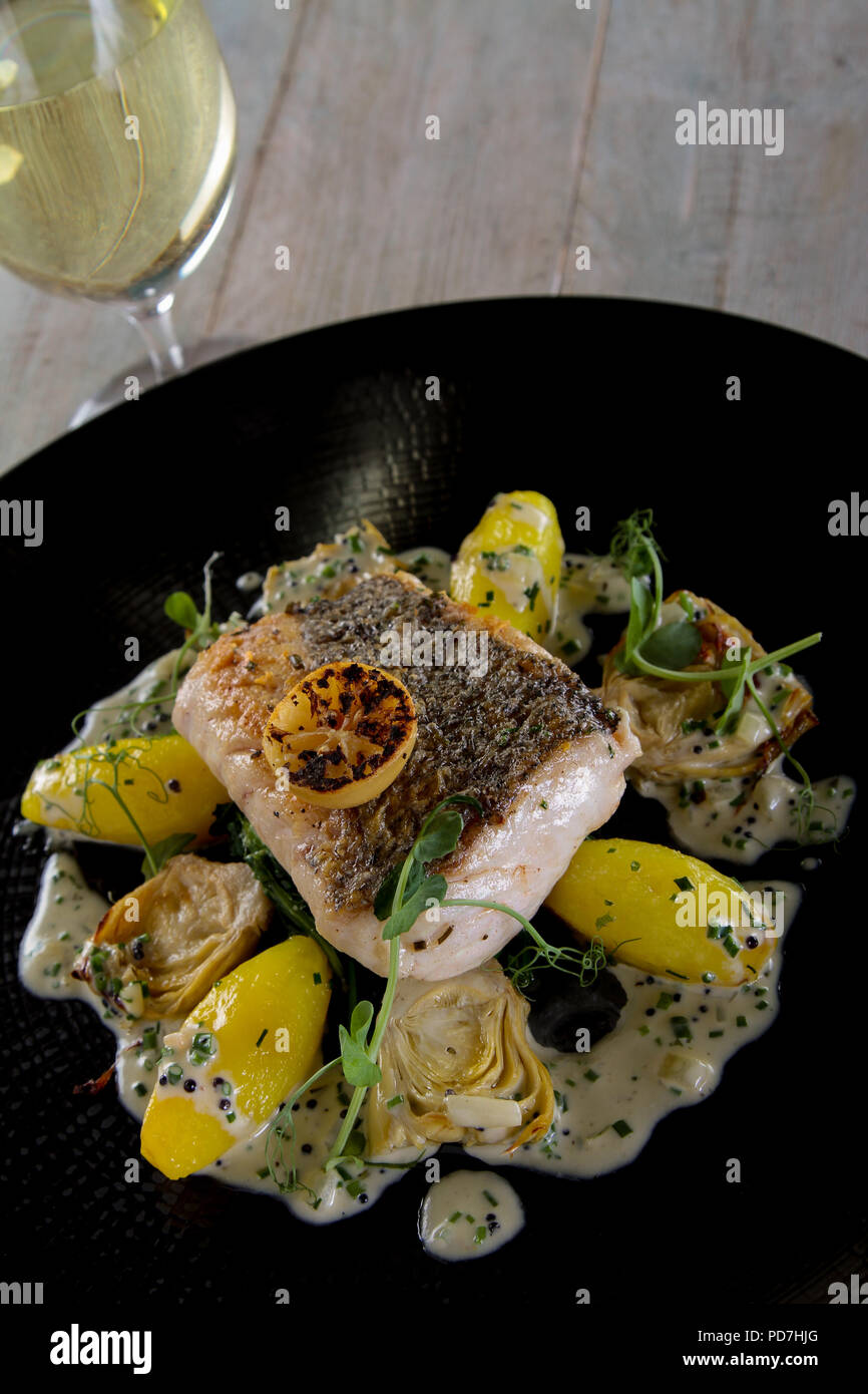 Plated cod dinner hi-res stock photography and images - Alamy