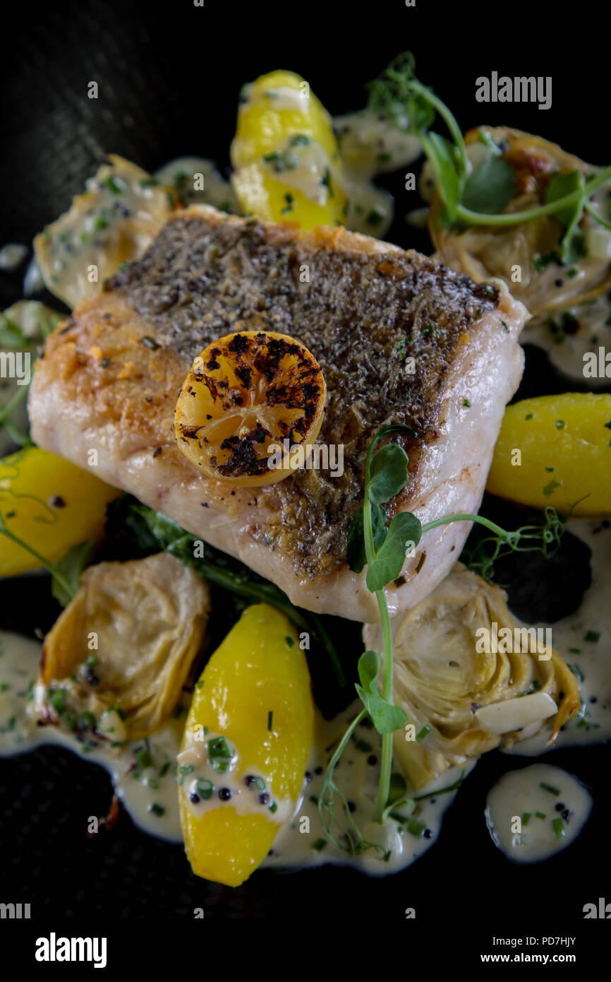 Plated cod loin meal hi-res stock photography and images - Alamy