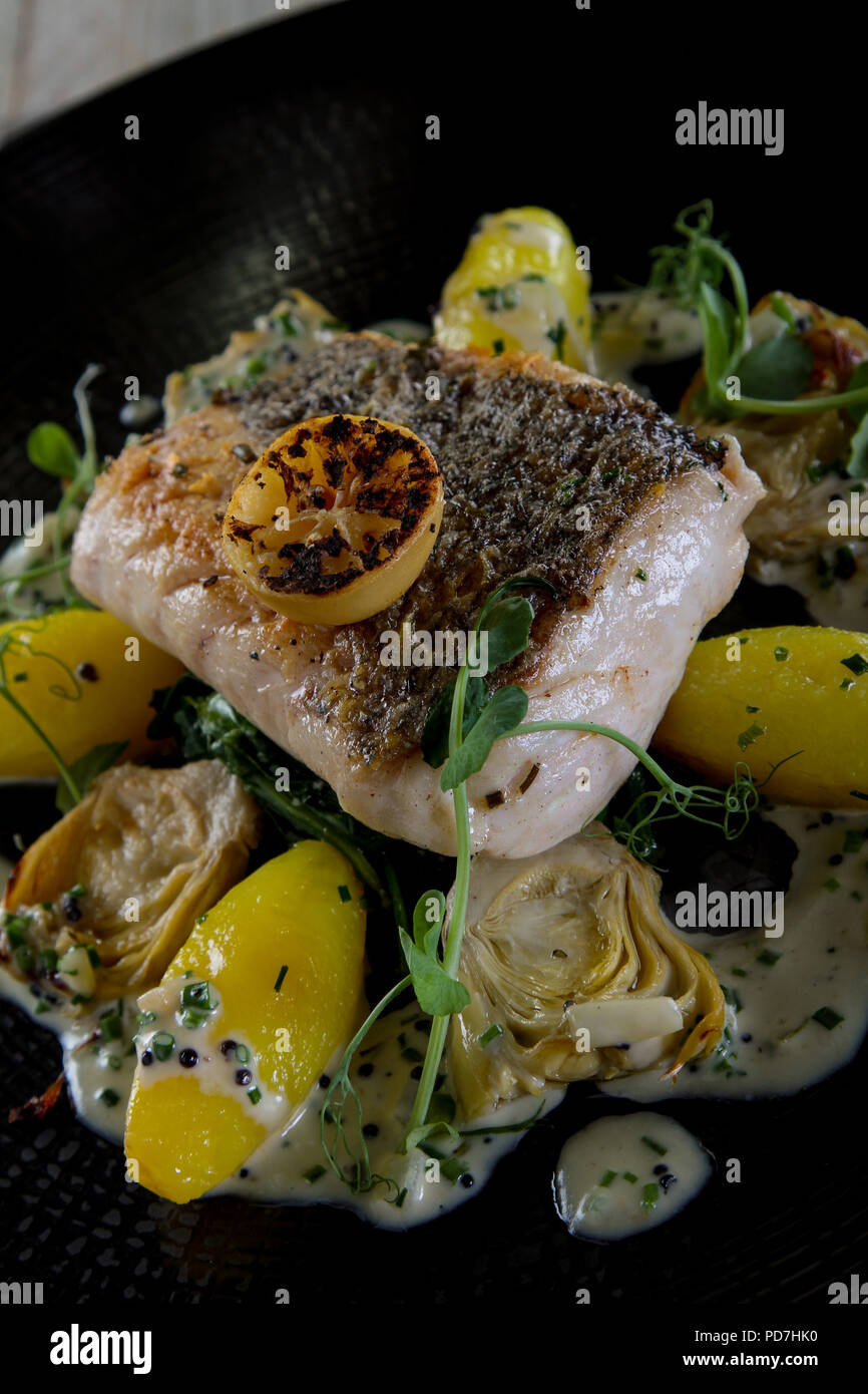 Plated cod loin meal hi-res stock photography and images - Alamy