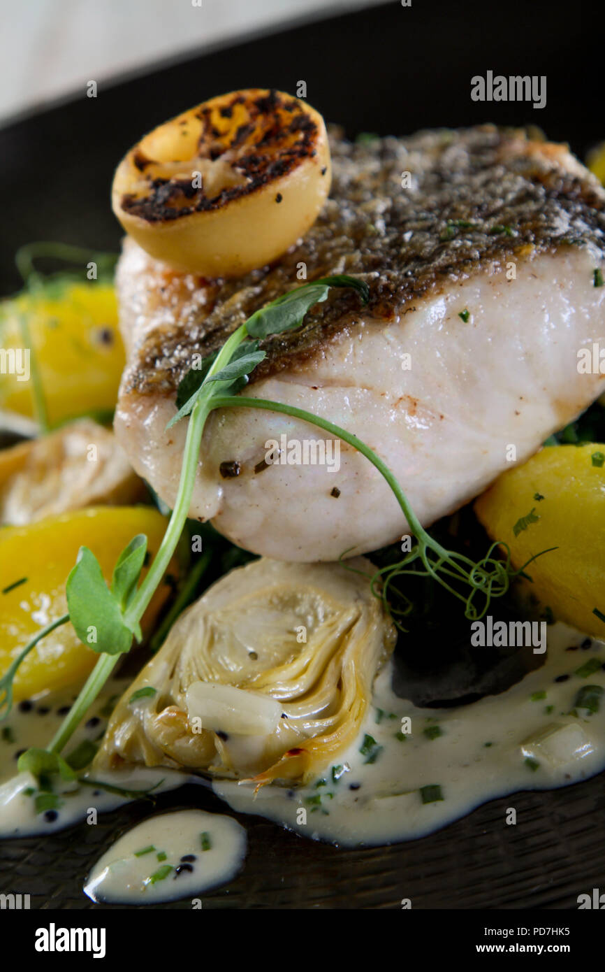 Plated cod loin meal hi-res stock photography and images - Alamy