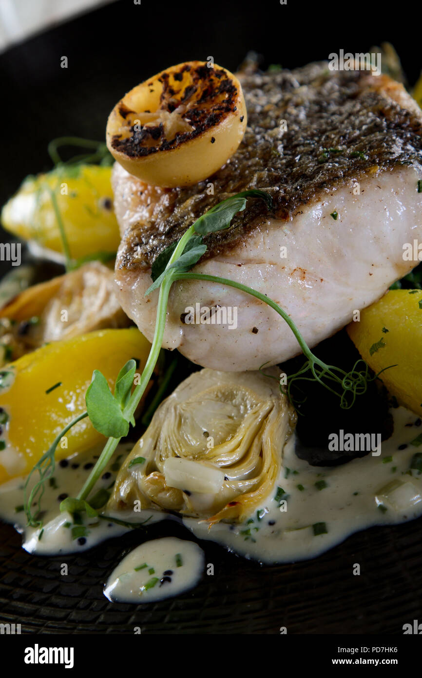 Plated cod loin meal hi-res stock photography and images - Alamy