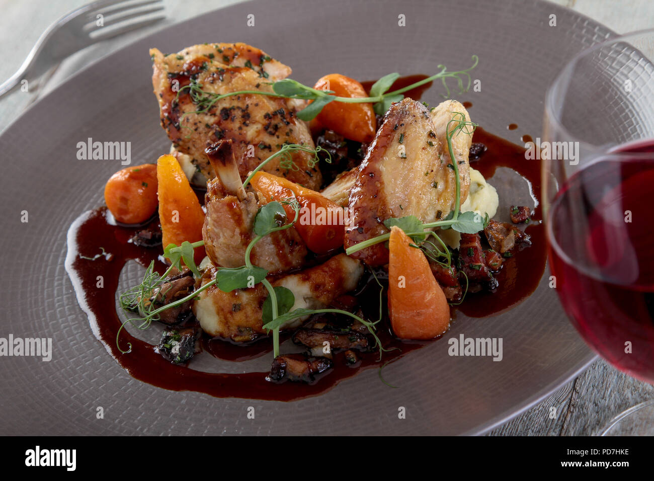 plated chicken dinner Stock Photo - Alamy