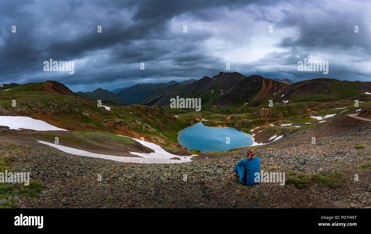 View from Hurricane Pass towards lake Como and Poughkeepsie Gulch Stock ...