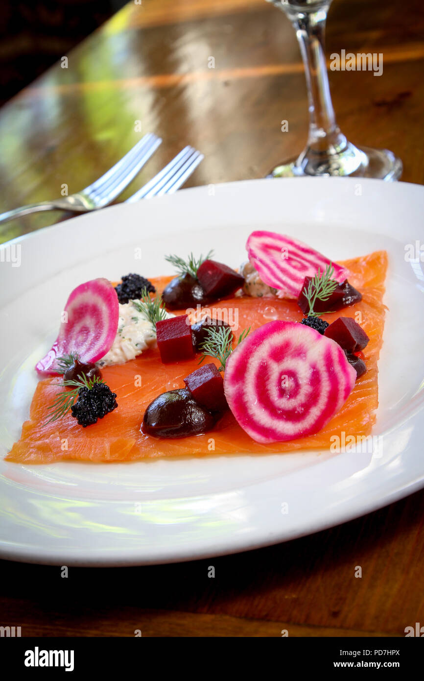 Plated smoked salmon starter hi-res stock photography and images - Alamy