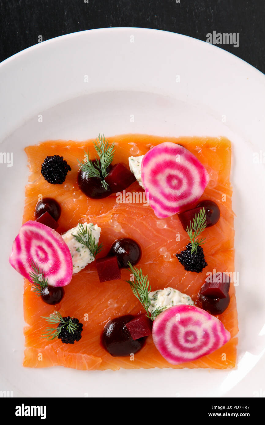 Plated smoked salmon starter hi-res stock photography and images - Alamy