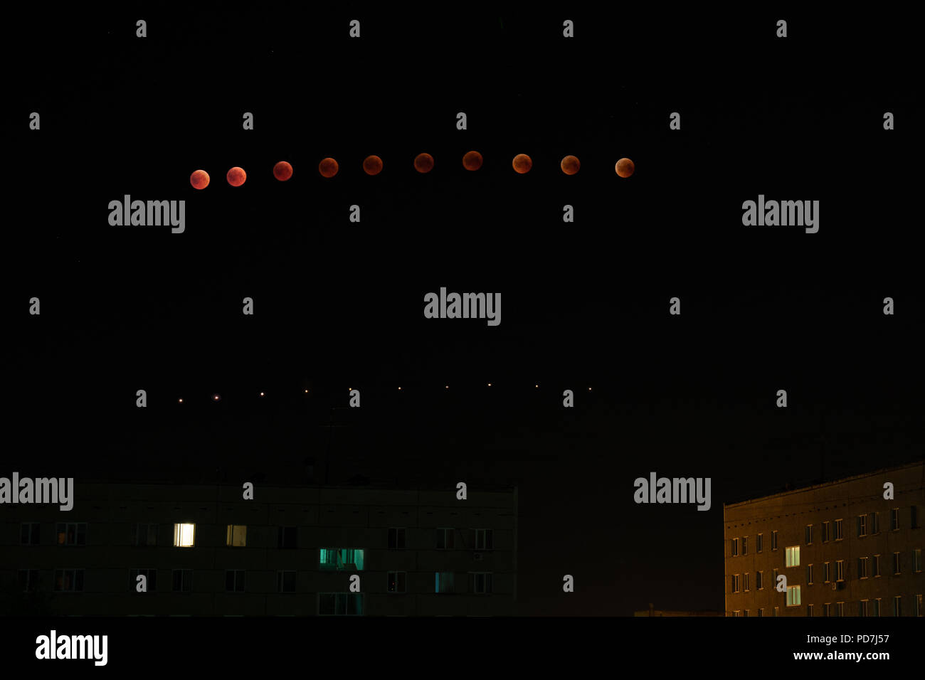 Stack view of Lunar eclipse event 2018 also called Super Blue Blood ...