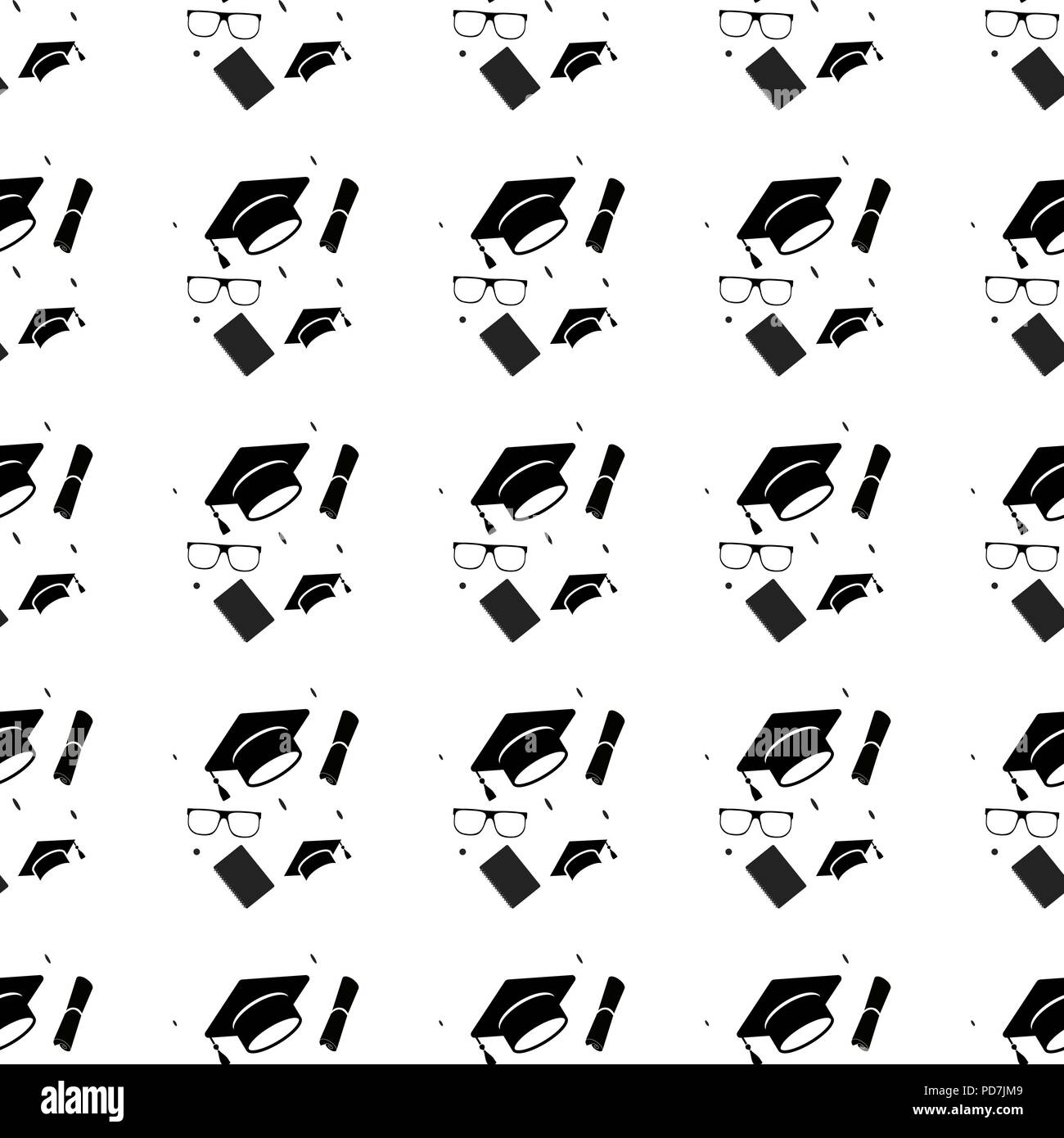 Graduation cap and diploma scroll seamless background. Higher education ...