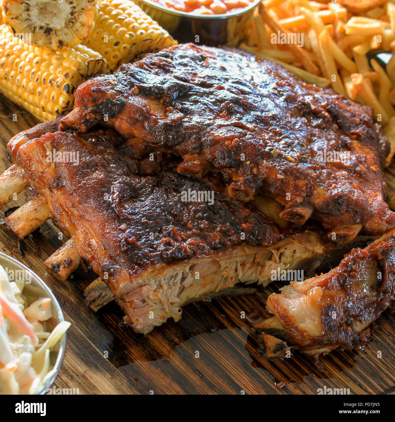 barbecue beef ribs meal Stock Photo - Alamy