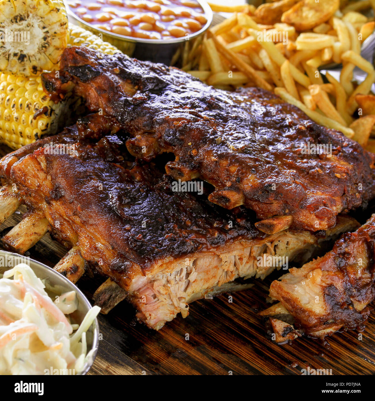 barbecue beef ribs meal Stock Photo - Alamy