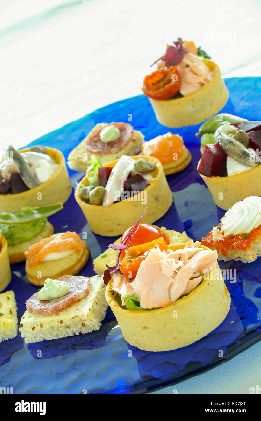 plated gourmet canape selection Stock Photo - Alamy