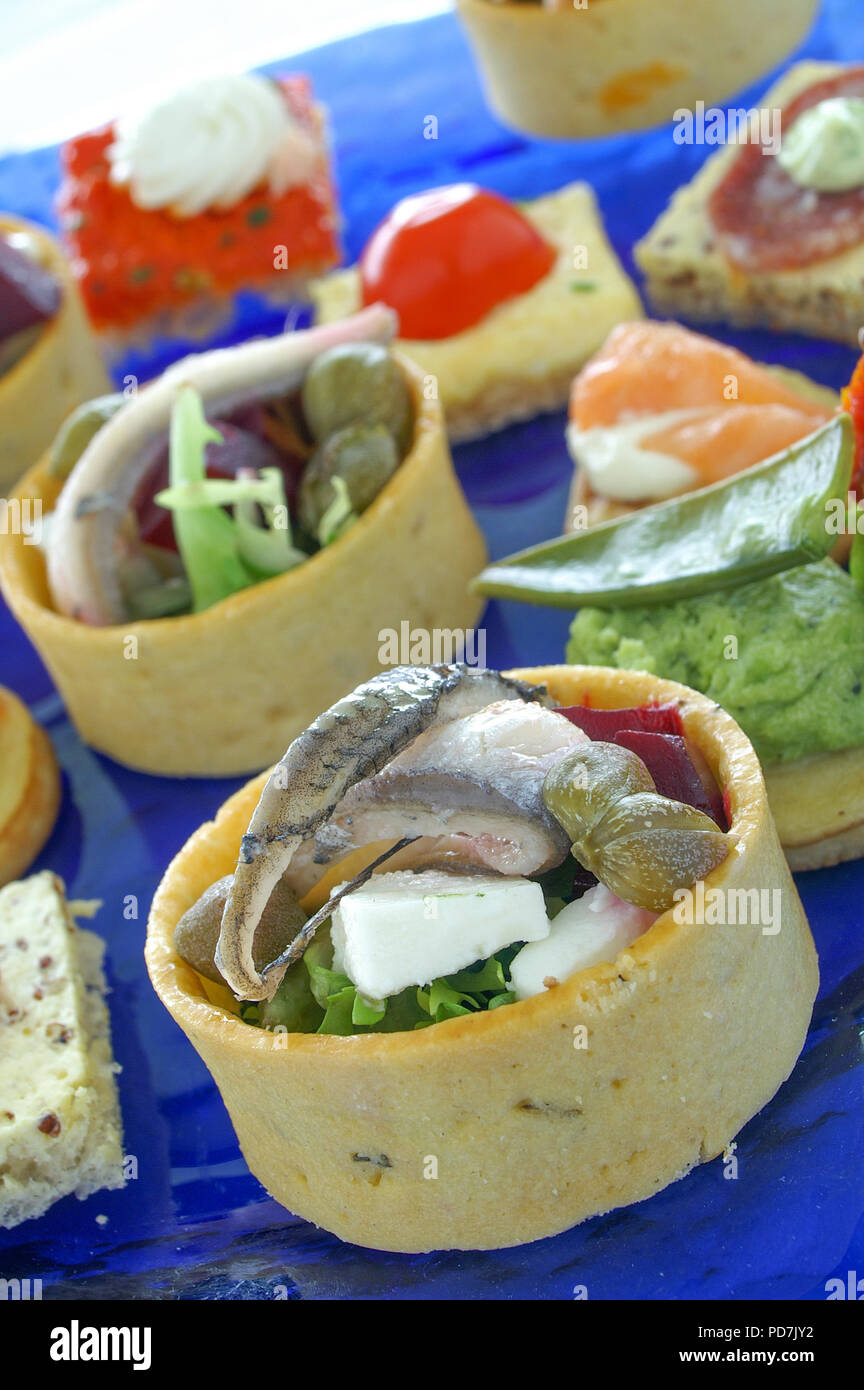 plated gourmet canape selection Stock Photo - Alamy