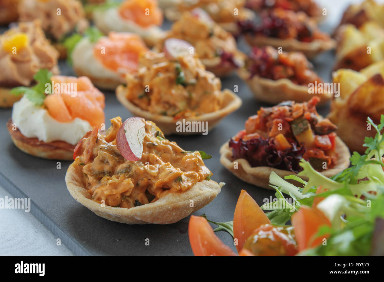 plated gourmet canape selection Stock Photo - Alamy