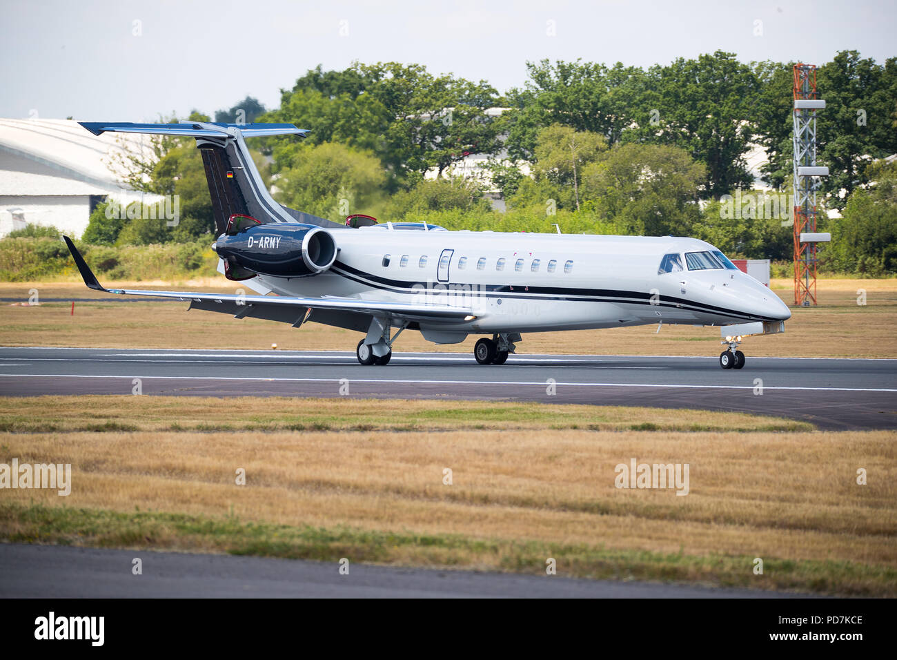 An Embraer ERJ-135 at the Farnborough International Airshow 2018, UK ...