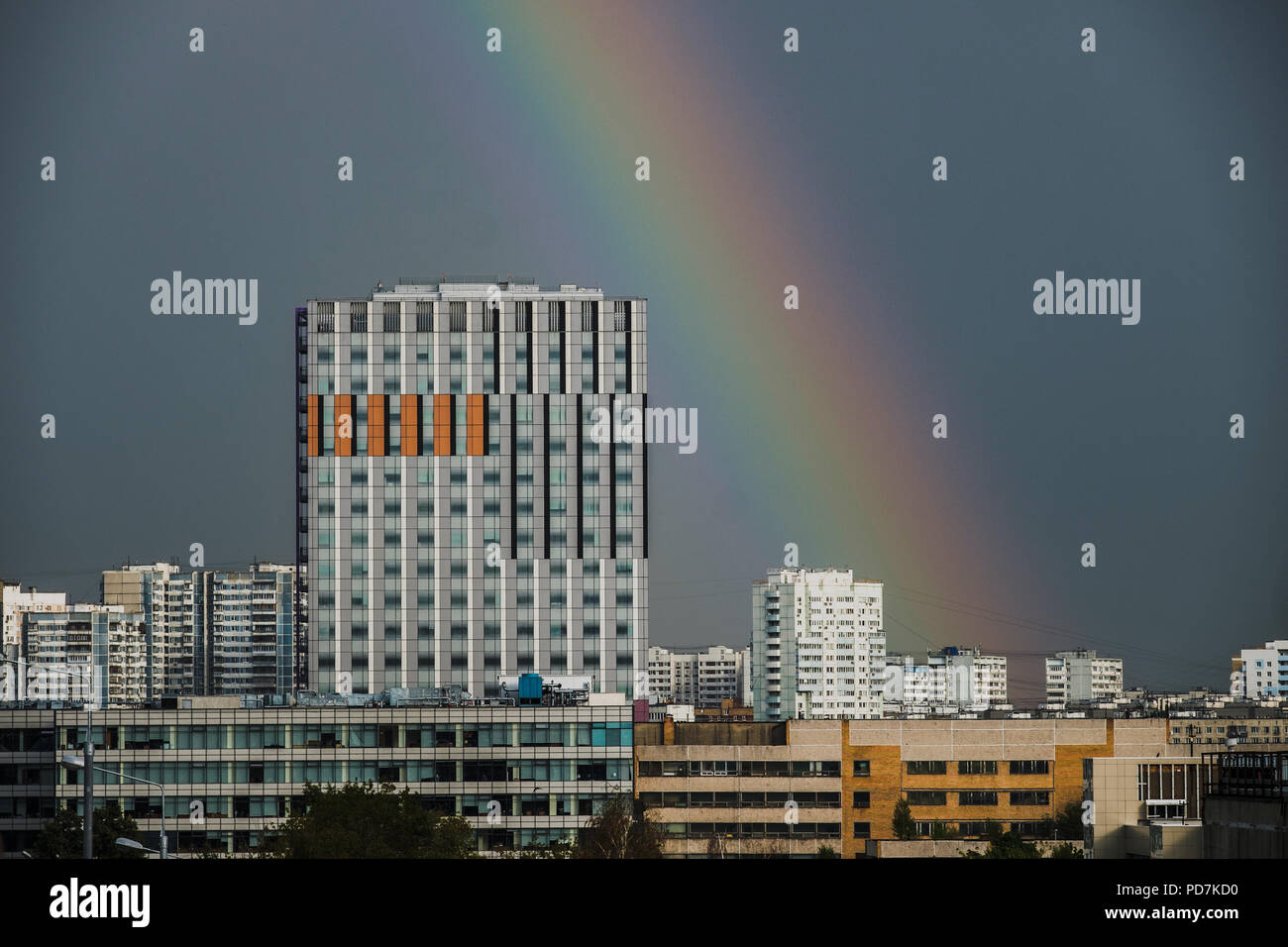 Modern buildings of Moscow under the rainbow Stock Photo - Alamy