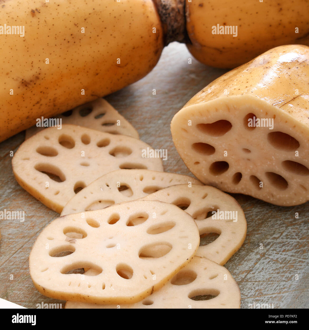 preparing lotus root vegetable Stock Photo - Alamy
