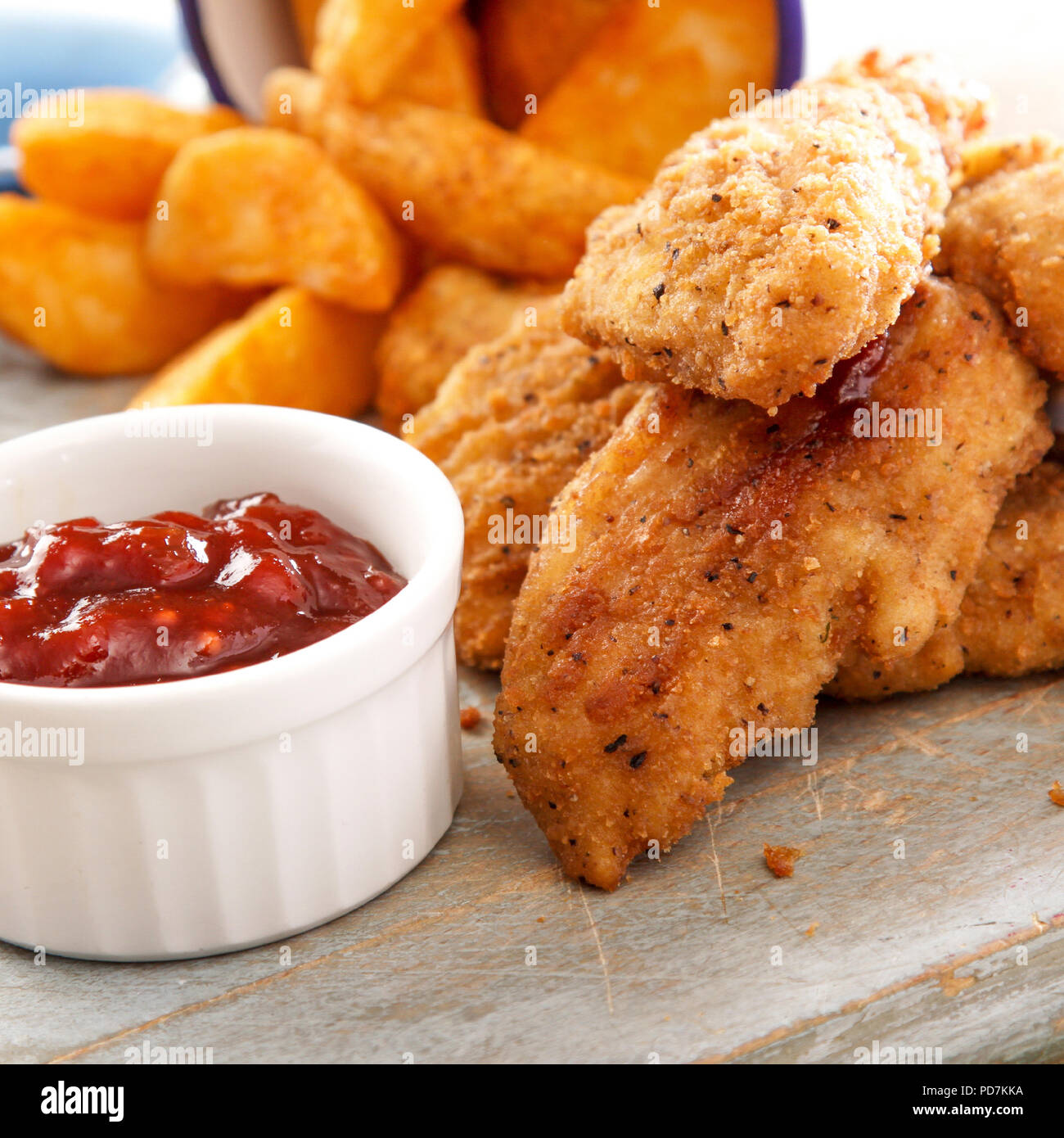 southern fried chicken with fries Stock Photo - Alamy